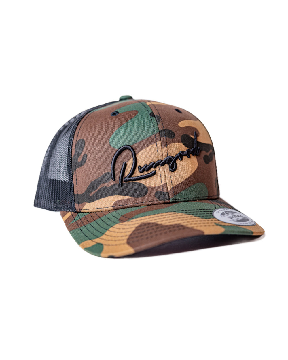 RUNGOOD Cursive Trucker Hats - Camo